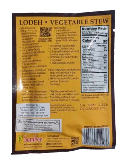 Bamboe bumbu lodeh, zakje 70 gr. NEW – Dutch Food in America